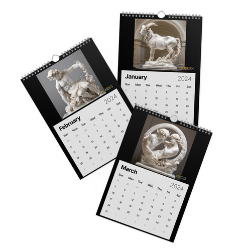 Marble Zodiac Wall calendar (2024) | Casper Luna Art