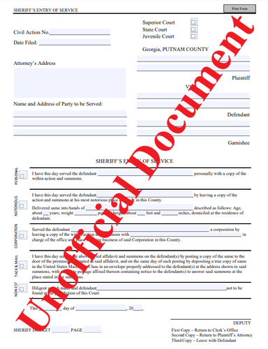 Sheriff's Entry of Service Form | Clerk of Courts