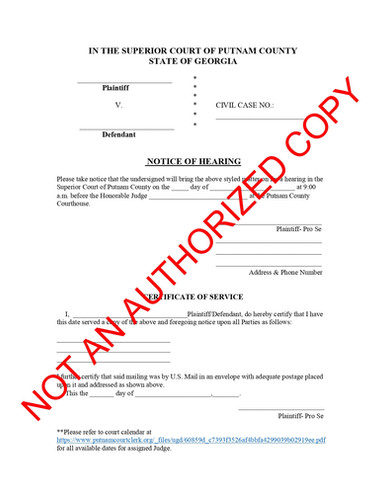 Notice of Hearing | Clerk of Courts