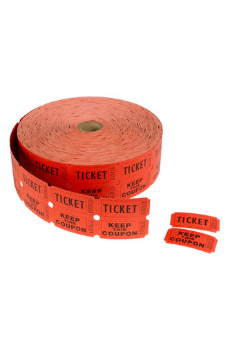 Double Ticket Roll, "Ticket/Keep This Coupon", Red, 2000 Tickets/Roll ...