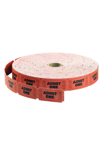 Single Ticket Roll, "Admit One", Red, 2000 Tickets/Roll | Maco