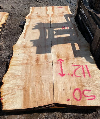 Live Edge Dining Table Slabs, Figured Bookmatched Curly Maple 50x112