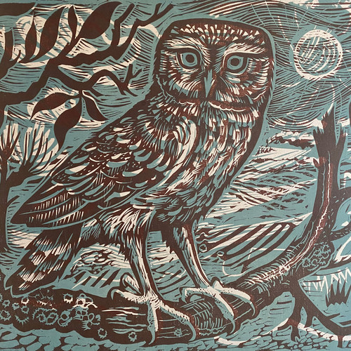 Mark Hearld - Littlle Owl - Original Linocut | churchstreetgallery