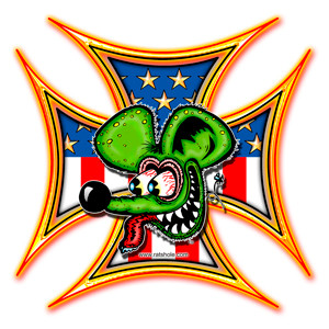 ST-2 American Iron Cross sticker 6x6" | rats-hole-bike-show