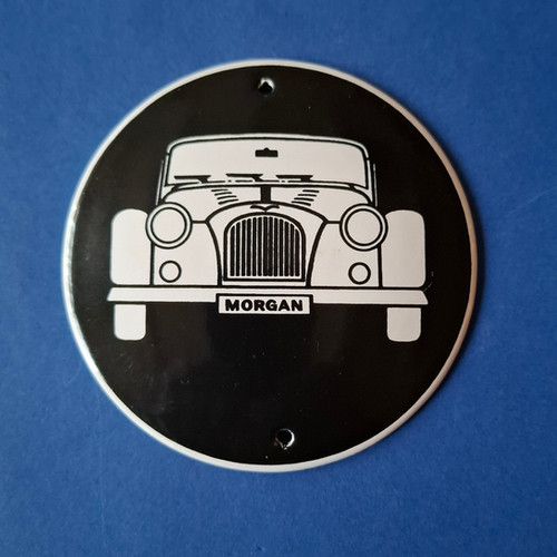 Morgan front view sign, Black/white enamel | MorganCarBadges