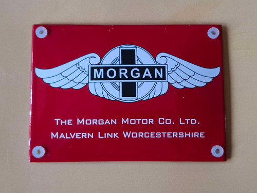 Morgan Motor Company, small enamel sign, red | MorganCarBadges