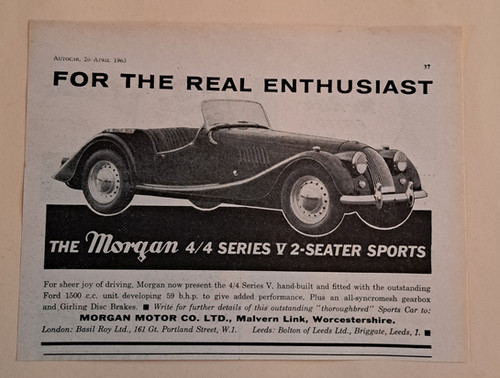 For the REAL Enthusiast - Morgan 4/4 Series V, Factory advert, 1963 ...