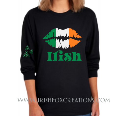 "Irish" Tri Color Lips T-Shirts, Tanks & Sweatshirts | Irish Fox Apparel