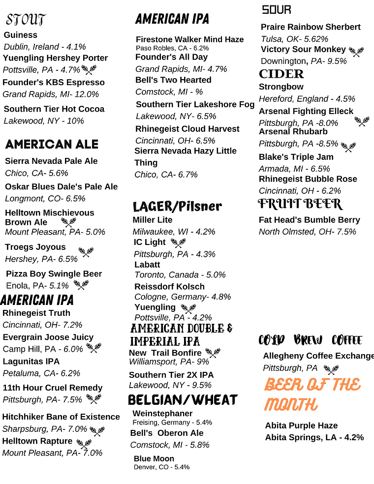 Menu | The Urban Tap