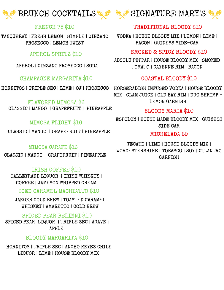 Menu | The Urban Tap