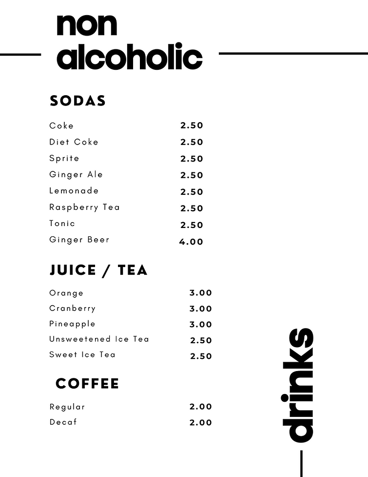 Menu | The Urban Tap