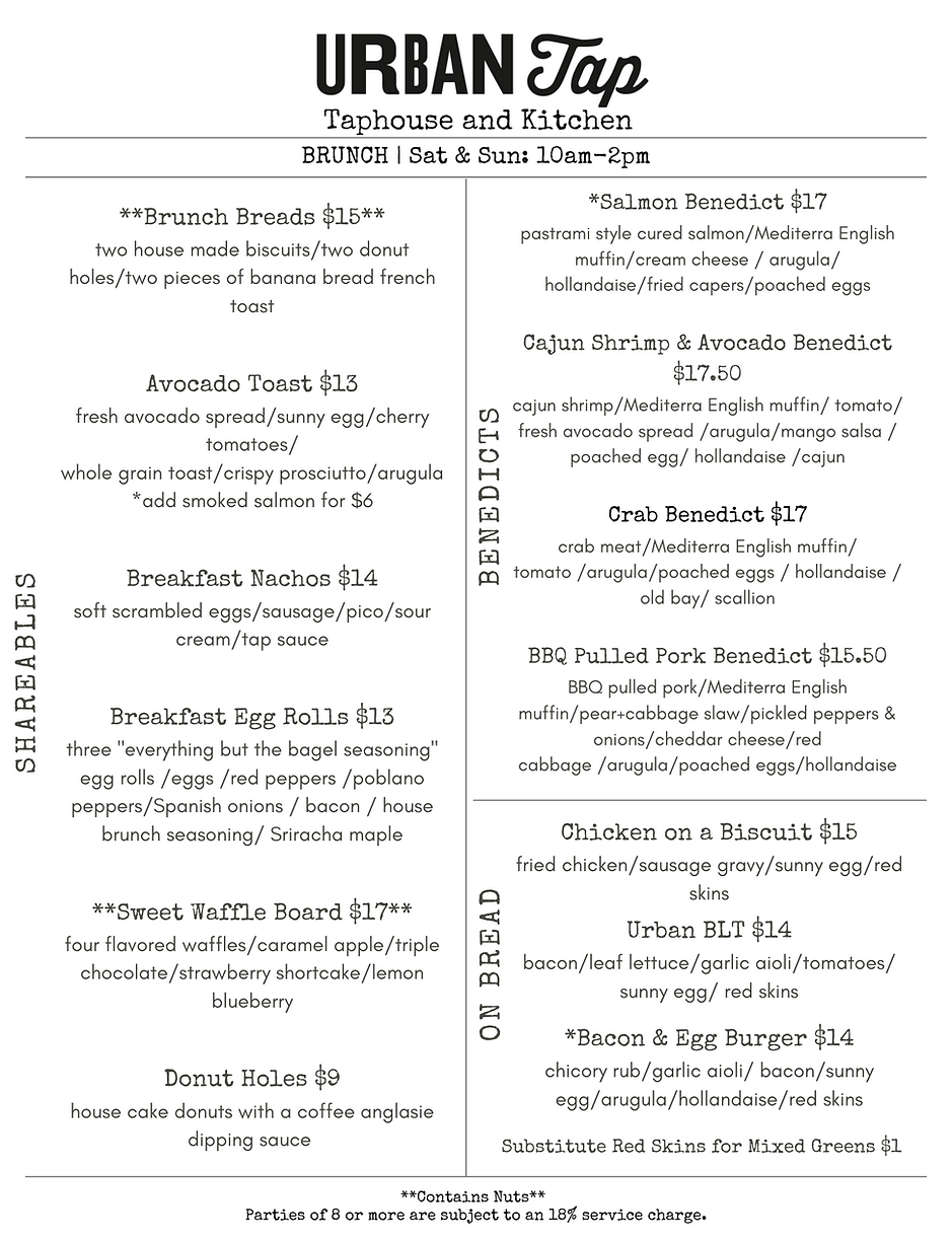 Menu | The Urban Tap
