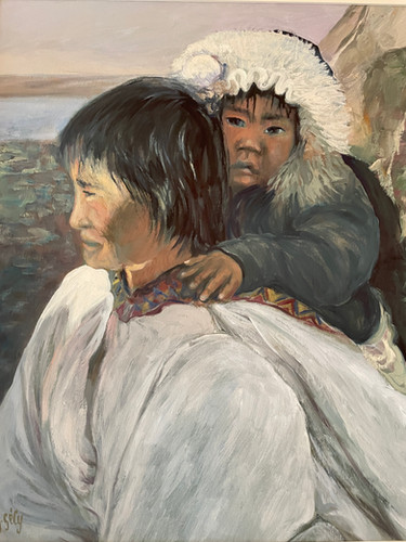 Lot 87 - Original Art by Inuit Artist Gabriel Gely (Mother & Child ...