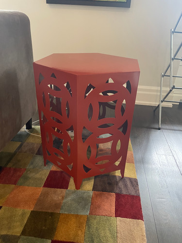 Lot 2 - Redish/Orange Metal Table | Castle Content Sales