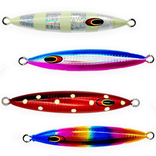 Tuna Jig, Blue Pink/Rainbow/Silver Zebra Glow,Red Polk Dot Pack of4 ...