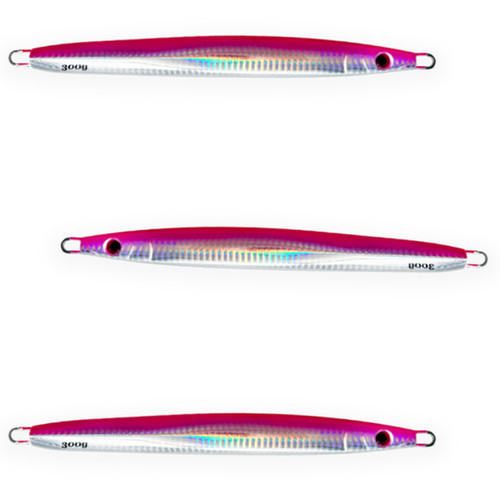 Sniper Knife Jig, Pink w/Zebra Glow,300g, 3 Pieces | Sanhu Tackle