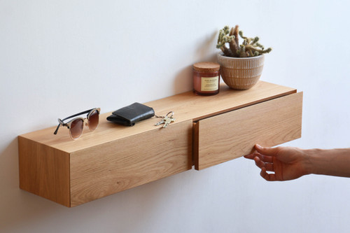 Oak floating entryway shelf | mybettershelf