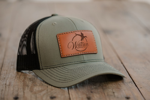 Loden/Black Leather Patch Logo Hat | Watson Handcrafted