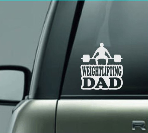 Weightlifting Dad Male Squat Barbell Car Decal | Laura Emily Designs