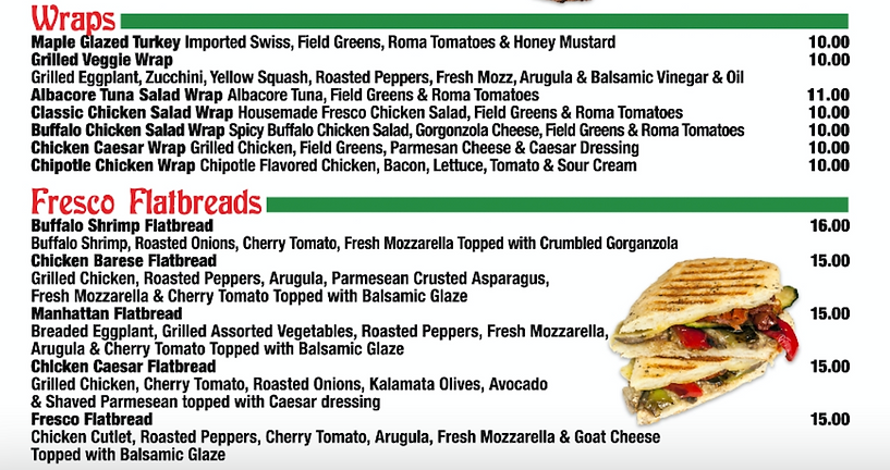 Market Menu | Fresco Market