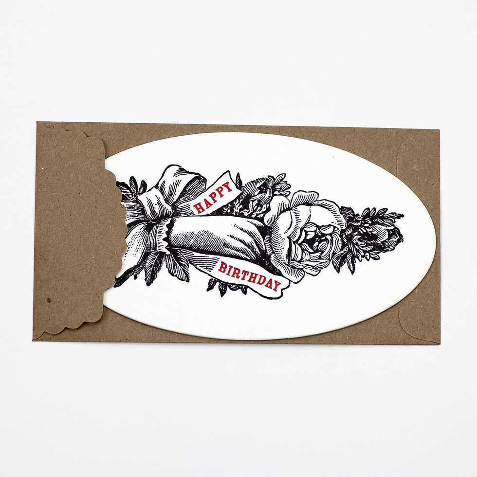 Oval Happy Birthday Card | Hand Printed Letterpress | Austin Press San ...