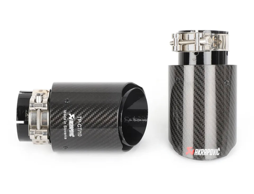 2 GLOSS BLACK CARBON FIBRE AKRAPOVIC EXHAUST TIPS 3.5” UNIVERSAL ...