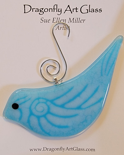 Cyan Batik Bird | DragonflyArtGlass