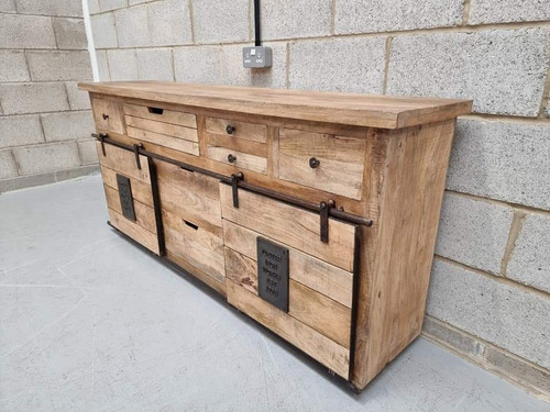 Large Rustic Industrial Mango Wood & Iron Sideboard | 2Pinkflamingoes