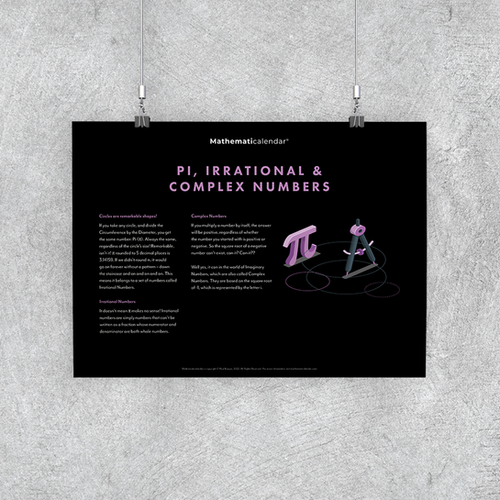 "Pi, Irrational & Complex Numbers" Poster | Mathematicalendar