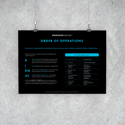 "Order of Operations" Poster | Mathematicalendar