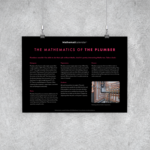 "The Mathematics of the Plumber" Poster | Mathematicalendar