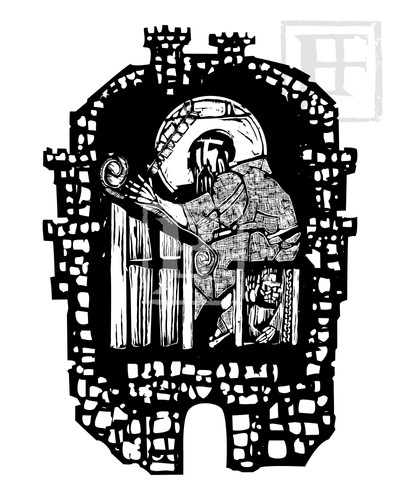 Woodcut Monk in Monastery | art-of-jeff-thompson
