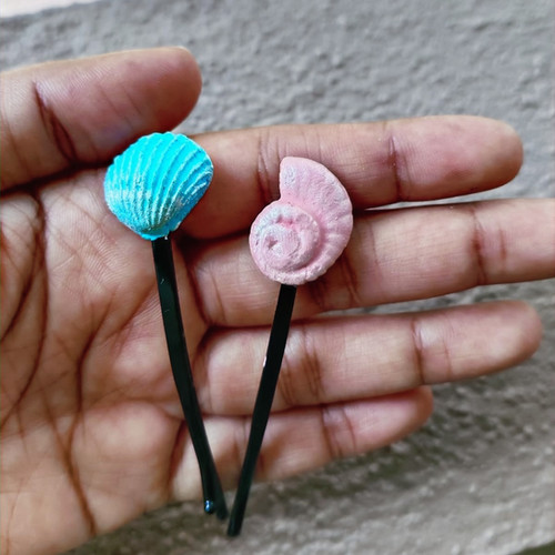 Buy Paper Mache Bobby Pin Set- Sea Shells from PashooPakshee