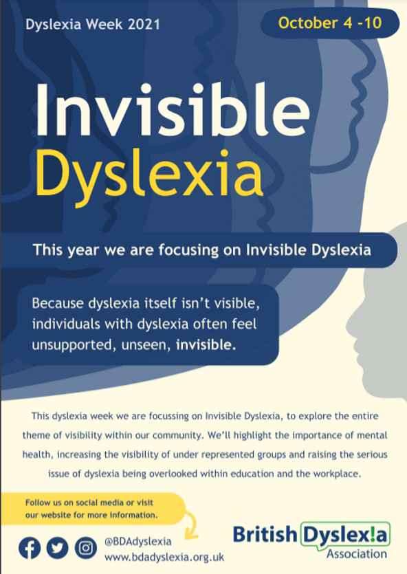 Dyslexia Awareness week 4th - 10th October