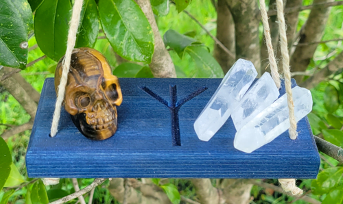 Algiz Protection Rune Crystal Display Shelf | Trifecta Botanicals