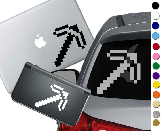 Minecraft Pickaxe- Vinyl Decal Sticker For cars, laptops, and more ...