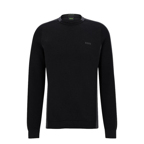 HUGO BOSS Mens Colour-blocked Sweater with Striped Logo Black | Urban ...