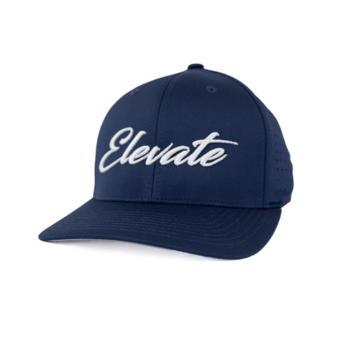 Navy Blue and White Flex fit Mesh Snapback Hat | Elevate Apparel