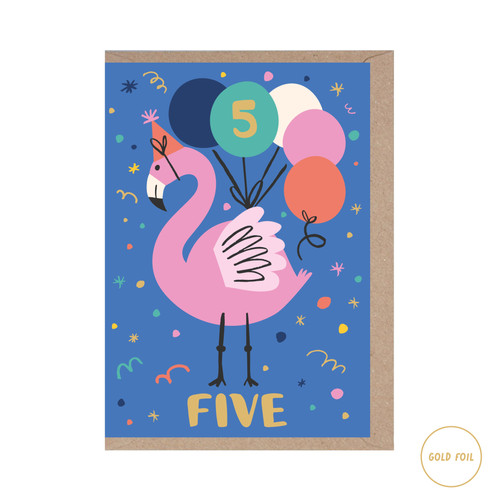 ‘Five’ Flamingo Card | Simply Rye