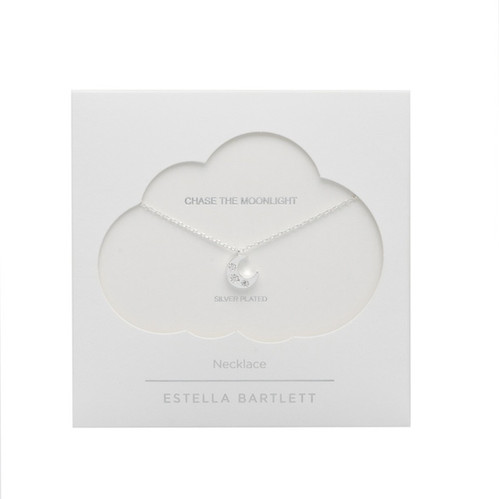 Estella Bartlett Three Stone Moon Necklace - Silver Plated | Simply Rye