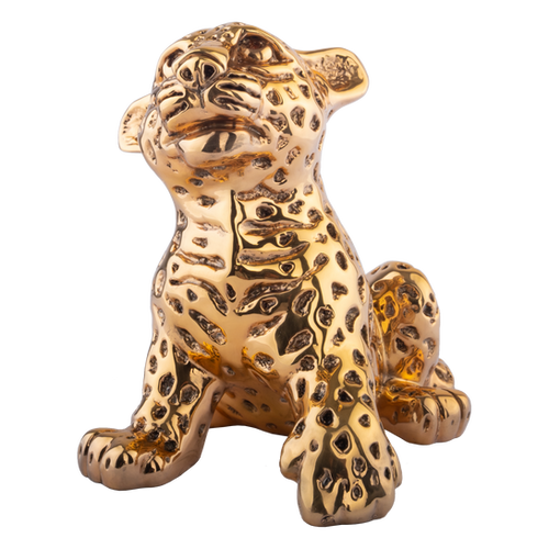 Gold Leopard Statue Sitting Cub | DArgenta | Unique Gifts | Home Decor