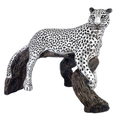 Silver Leopard Statue Contemplating on a Branch | DArgenta | Unique ...