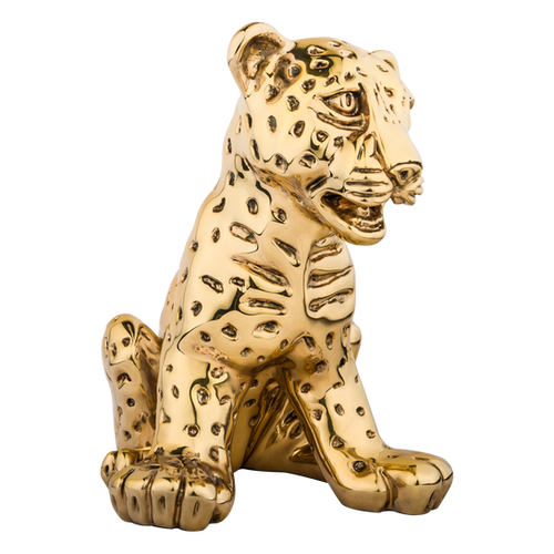 Sitting Gold Leopard Cub Sculpture | D'Argenta México