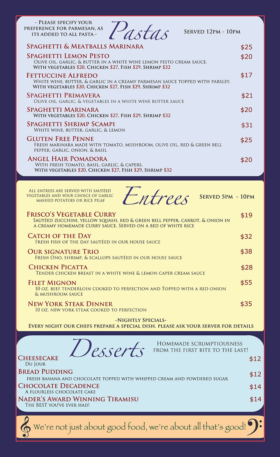 Menu | Honokowai | Java Jazz Maui