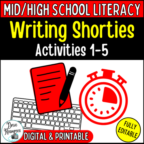 Literacy - Writing Shorties 1-5 - Short high school writing activities ...