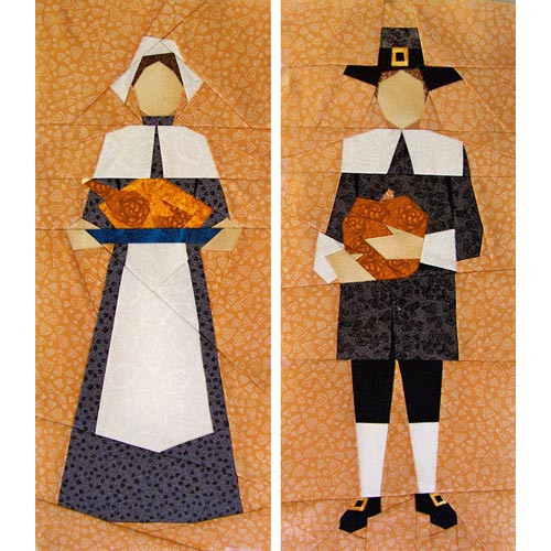 Thanksgiving Pilgrims Paper-Pieced Quilt Pattern