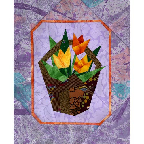 Tulip Basket Paper-Pieced Quilt Pattern