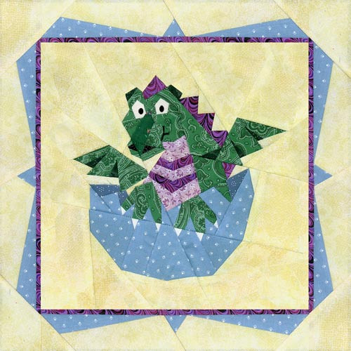 Baby Dragon with Border Paper-Pieced Quilt Pattern