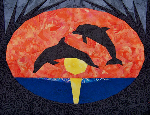 Dolphin Sunset Paper-Pieced Quilt Pattern