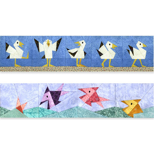 Parading Seagulls and Happy Fish Paper-Pieced Quilt Pattern